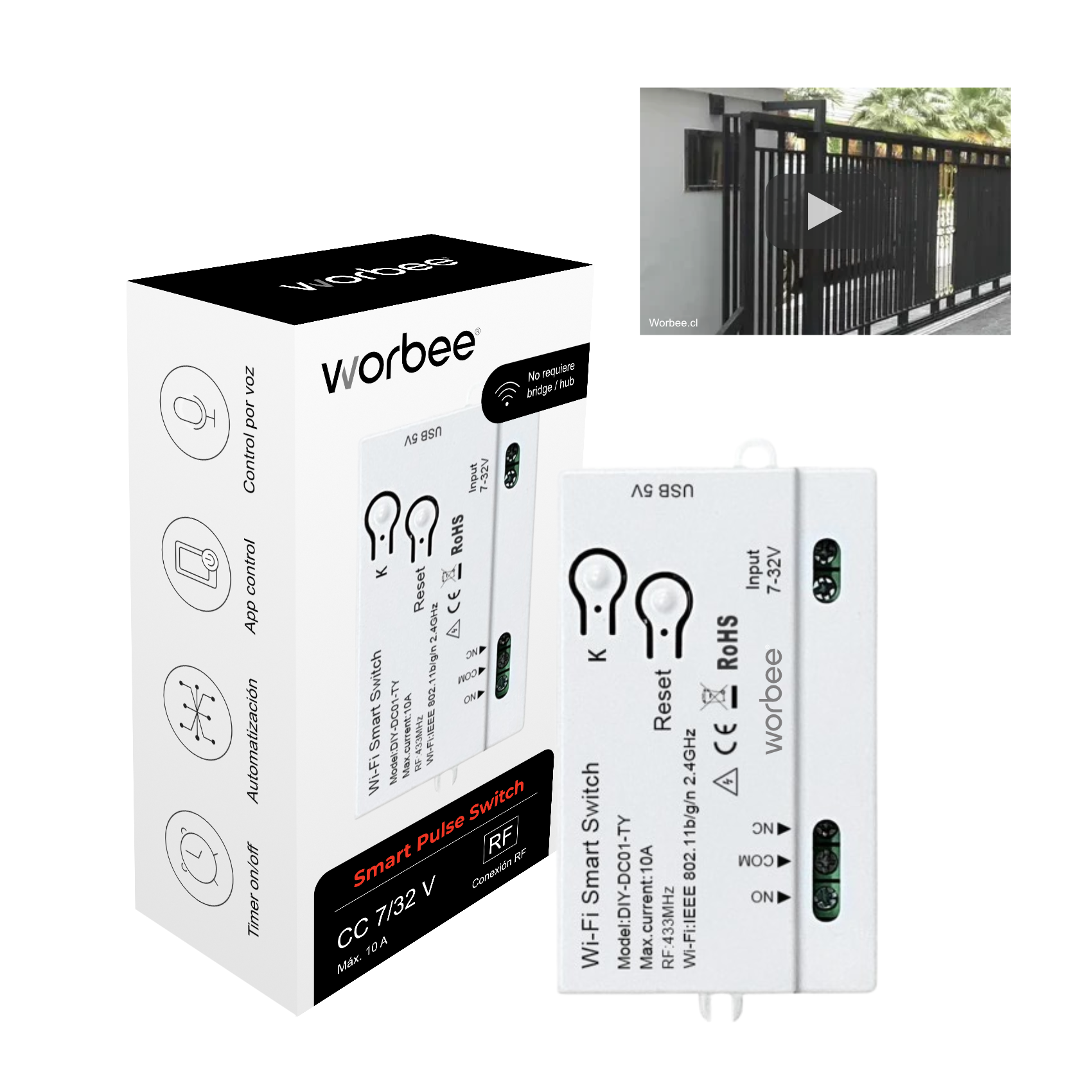 Relé Controlador Abre Portón Chapa Eléctrica Wifi RF + Video – DOMÓTIZ ...