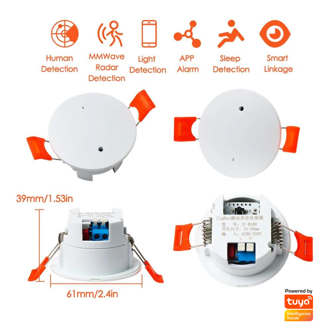Sensor De Presencia Humana Empotrado PIR WiFi – DOMÓTIZ CHILE